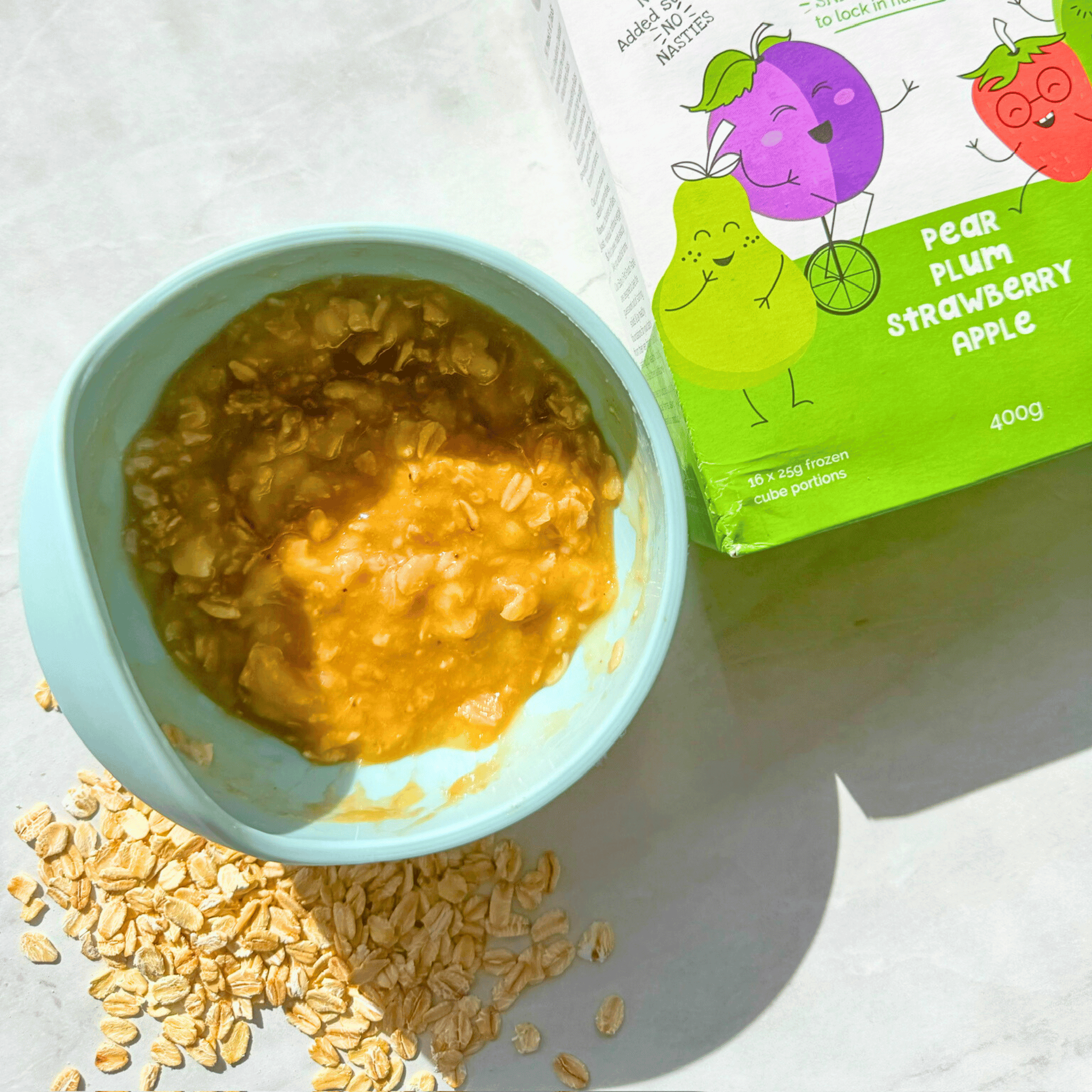 Banana and Plum Porridge Chunky Puree - Nourishing Bubs