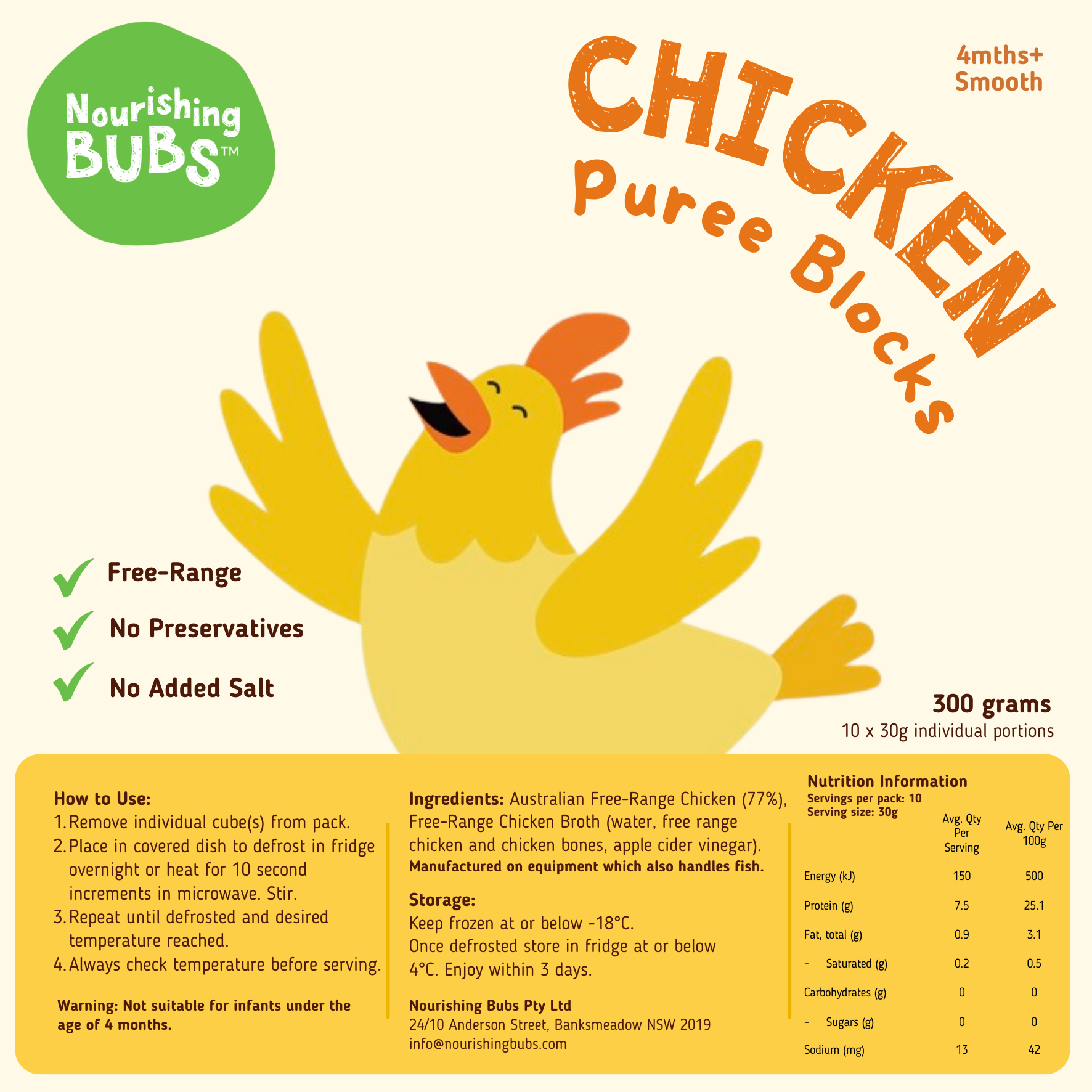 Free-Range Chicken Puree Cubes - Nourishing Bubs