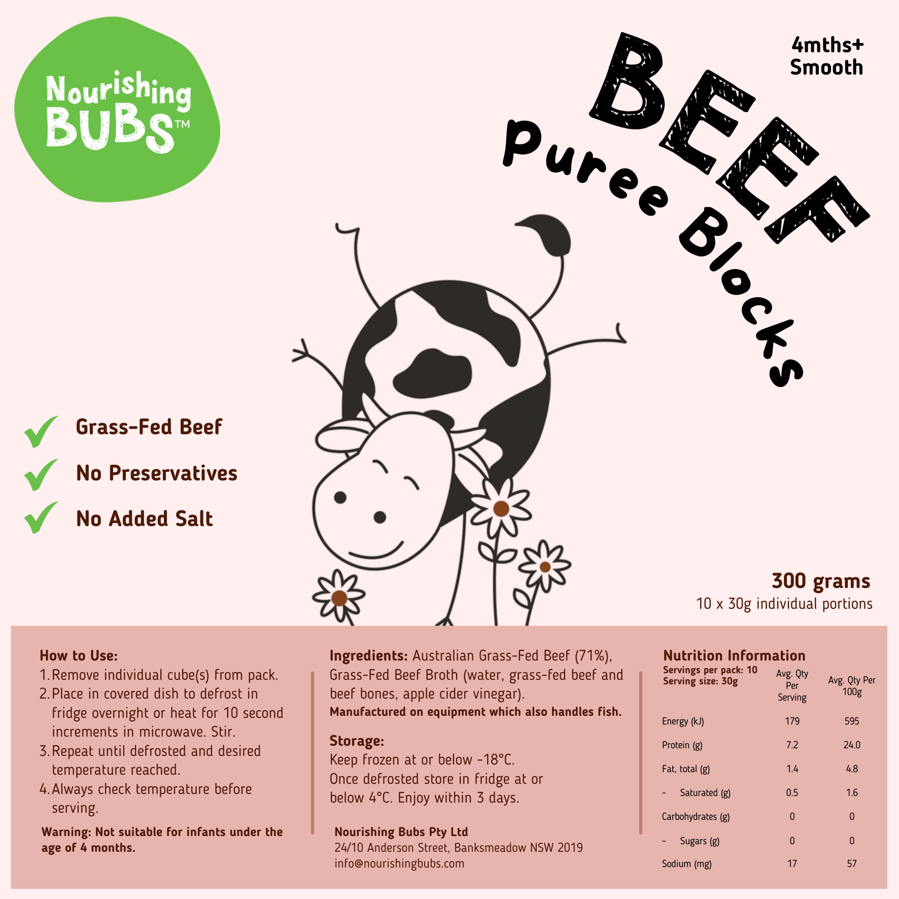 Grass-Fed Beef Puree Cubes - Nourishing Bubs
